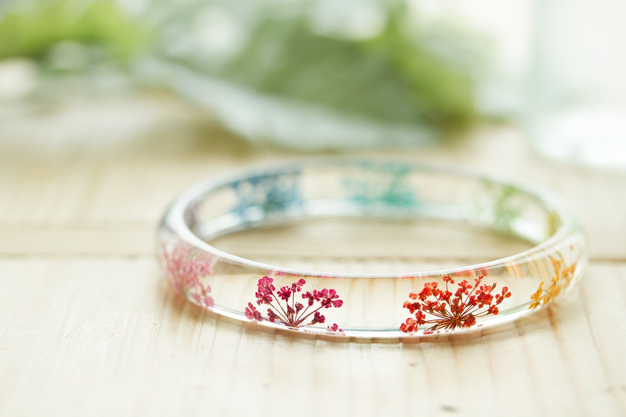 Rainbow Flower Bangle Rainbow Lace Flowers Skinny Stacking | Etsy