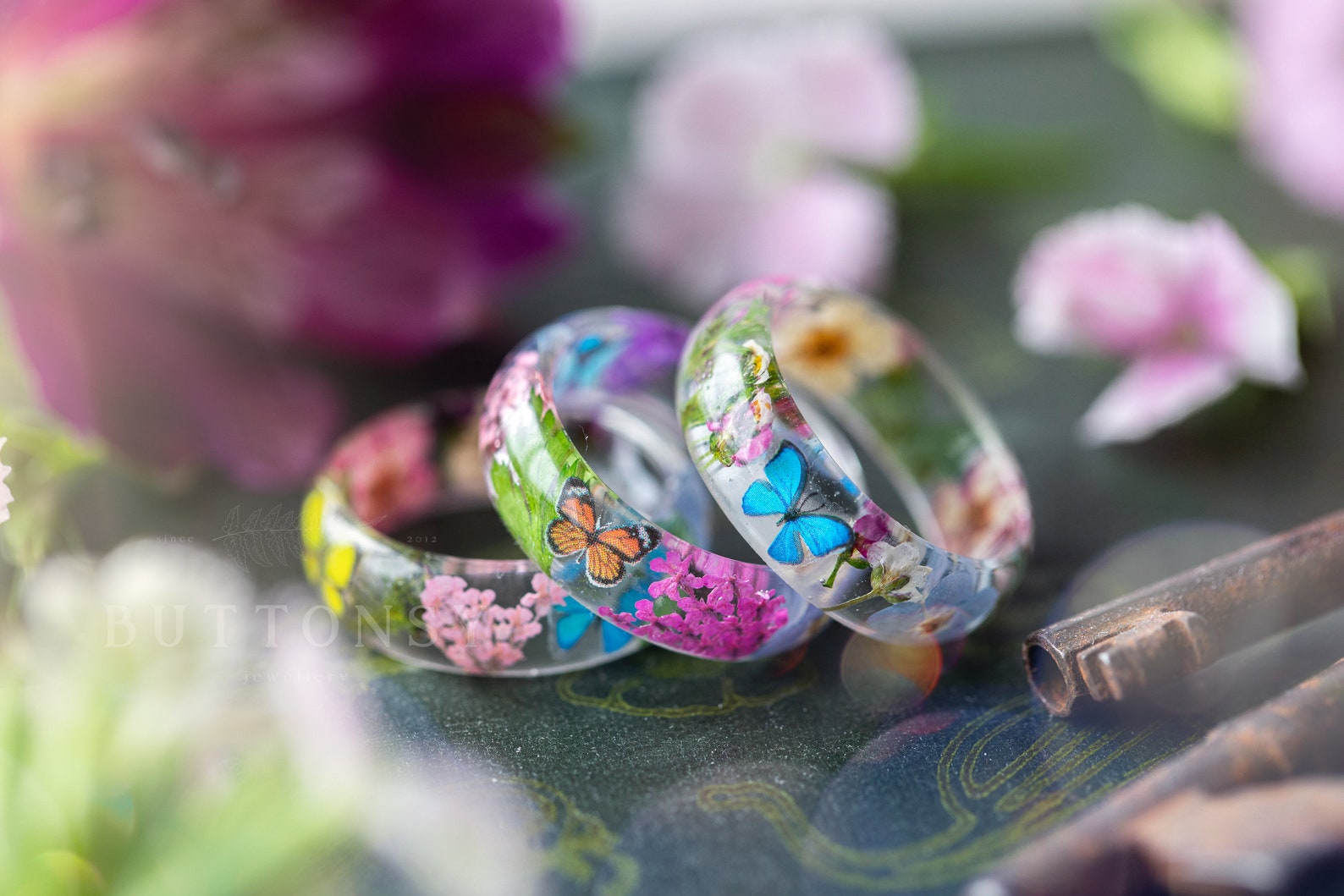 Real Flower Ring: Butterfly Meadow Botanical Jewelry - Etsy