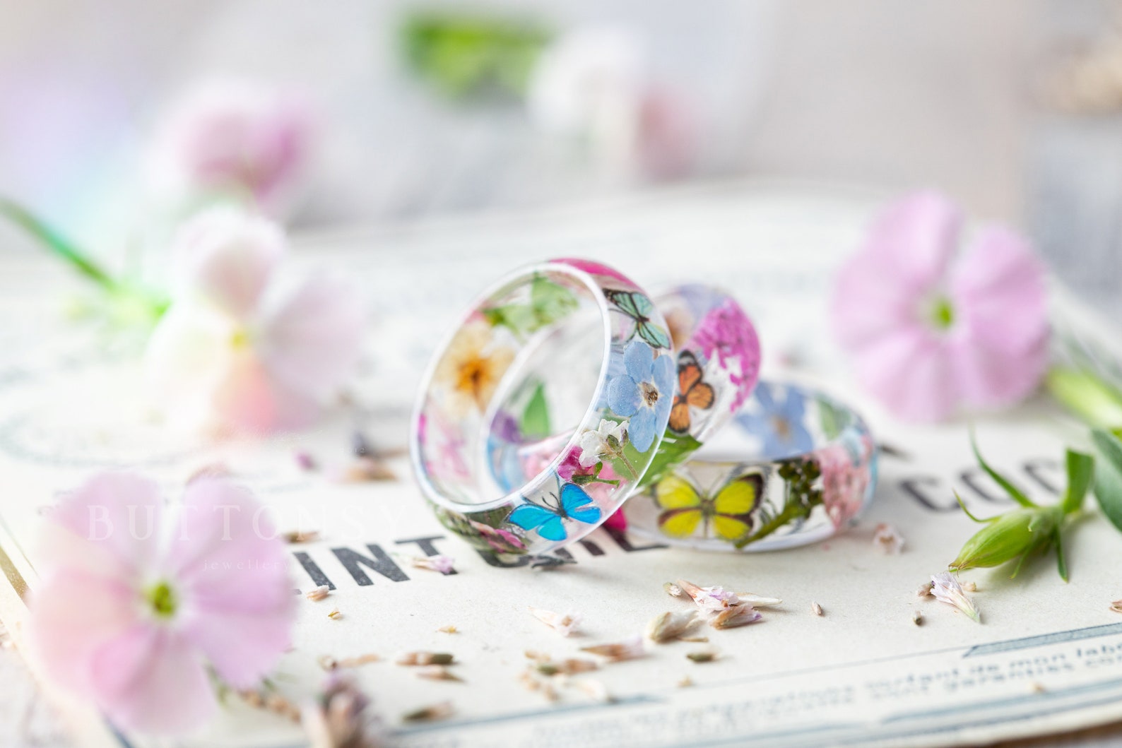 Real Flower Ring: Butterfly Meadow Botanical Jewelry - Etsy