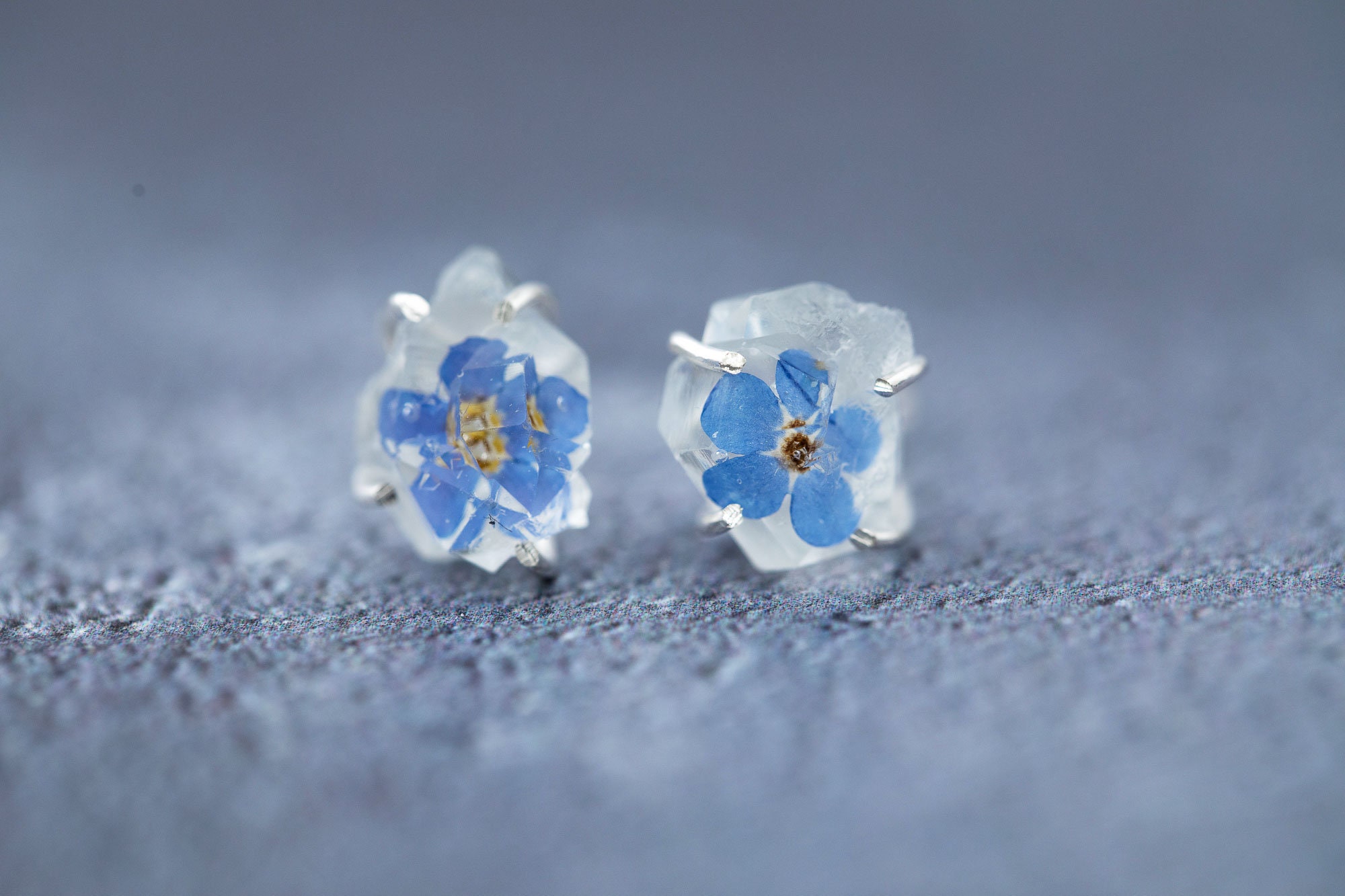 Forget Me Nots Earrings Raw Stone Earrings | Etsy