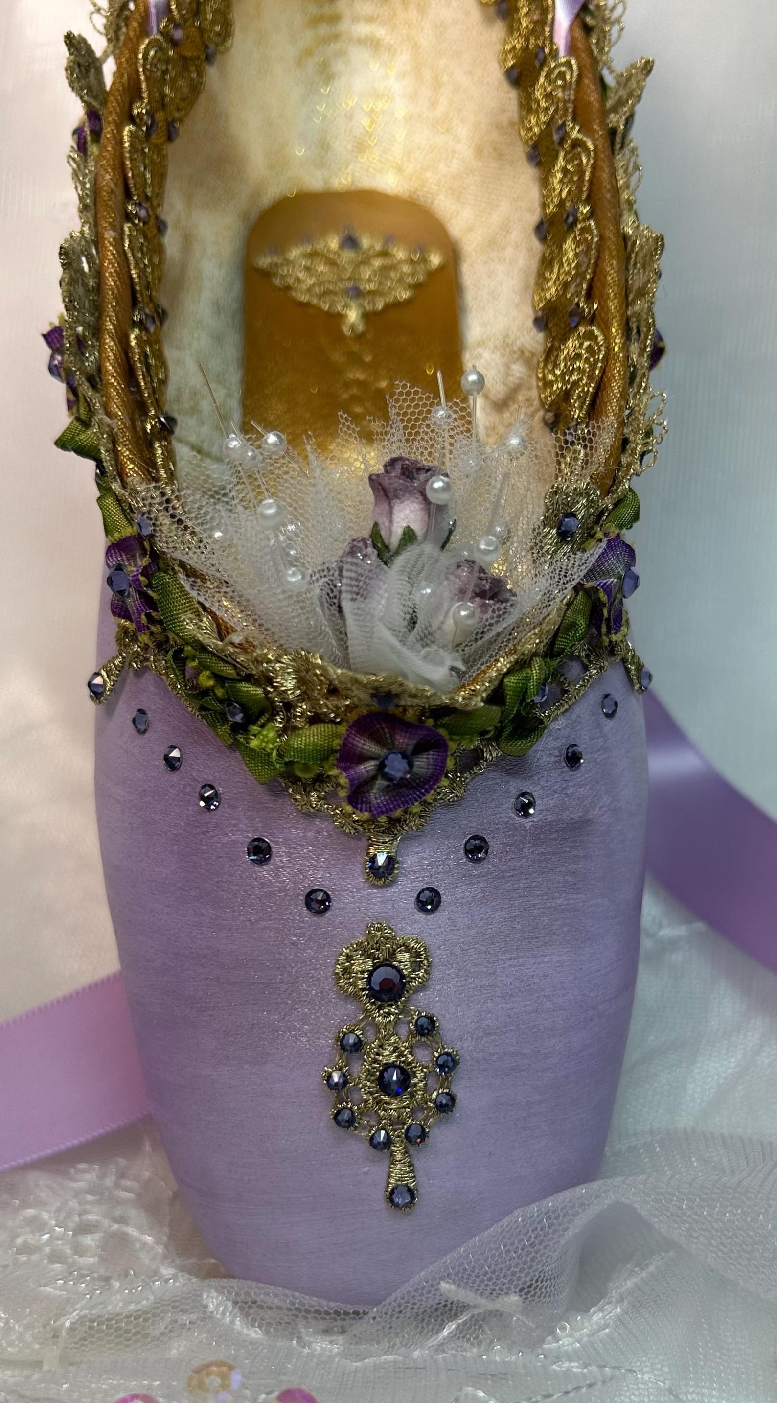 Nutcracker Sugarplum Fairy Decorated Pointe Shoe in Purple and Gold ...