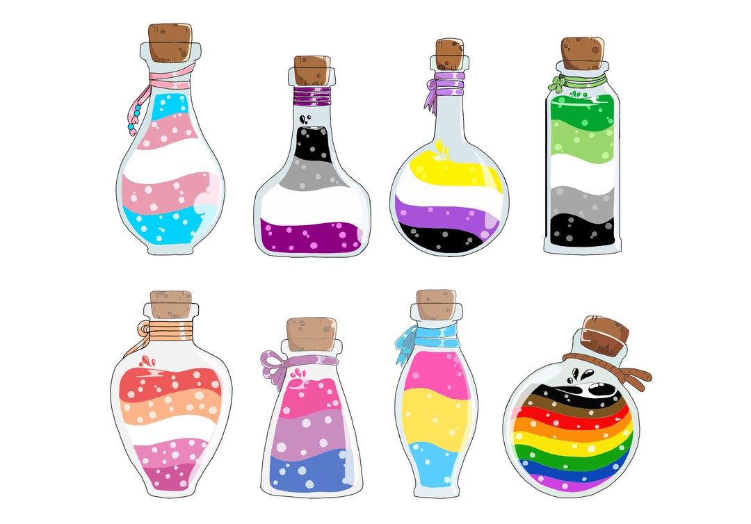 Pride Flag Potion Bottle Stickers and Pins Multiple Styles - Etsy