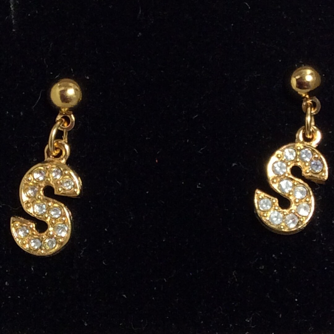 AVON Letter S Earrings,rhinestone,initial Earrings,surgical Steel Posts ...