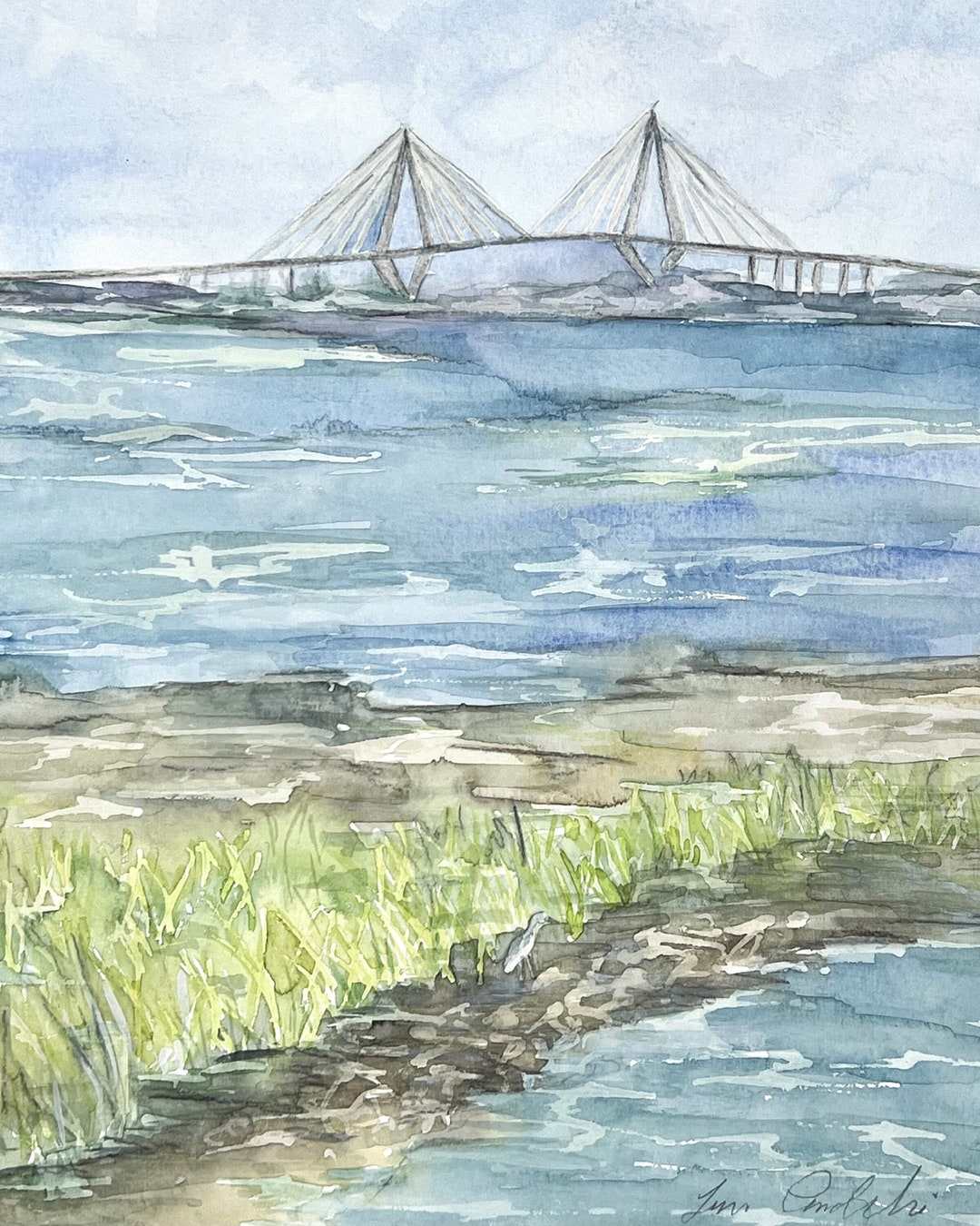 Old Village View- Ravenel Bridge - Etsy