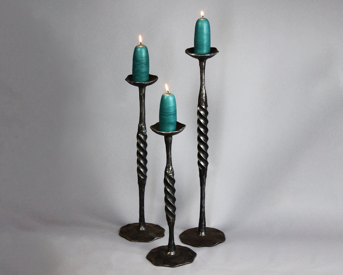Hand Forged Candlestick Holders Rustic Decor by Blacksmith, Christopher ...