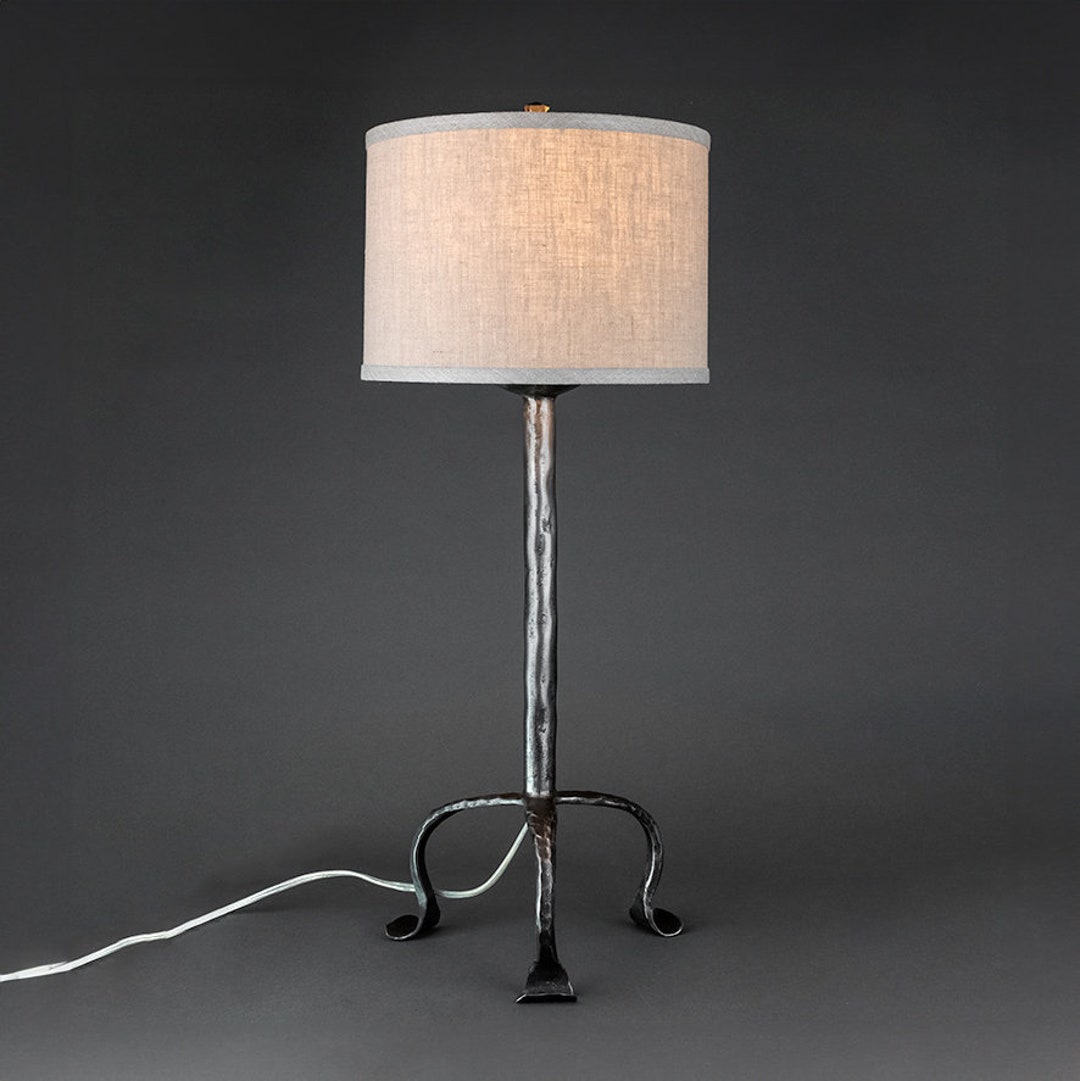 Hand-forged Wrought Iron Lamp: Santa Fe Style With Linen Shade - Etsy