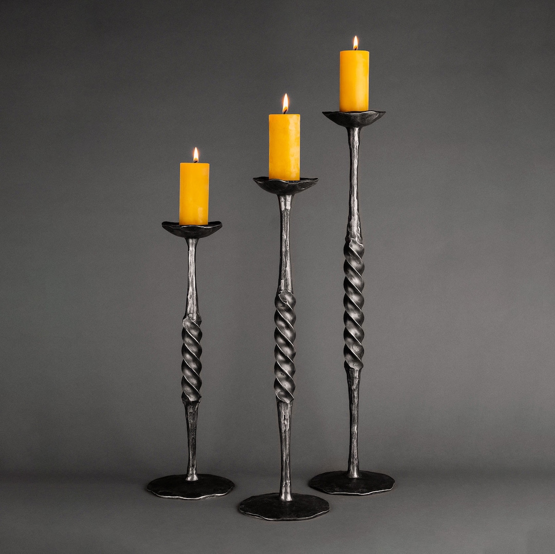 Hand Forged Candlestick Holders Rustic Decor by Blacksmith, Christopher ...