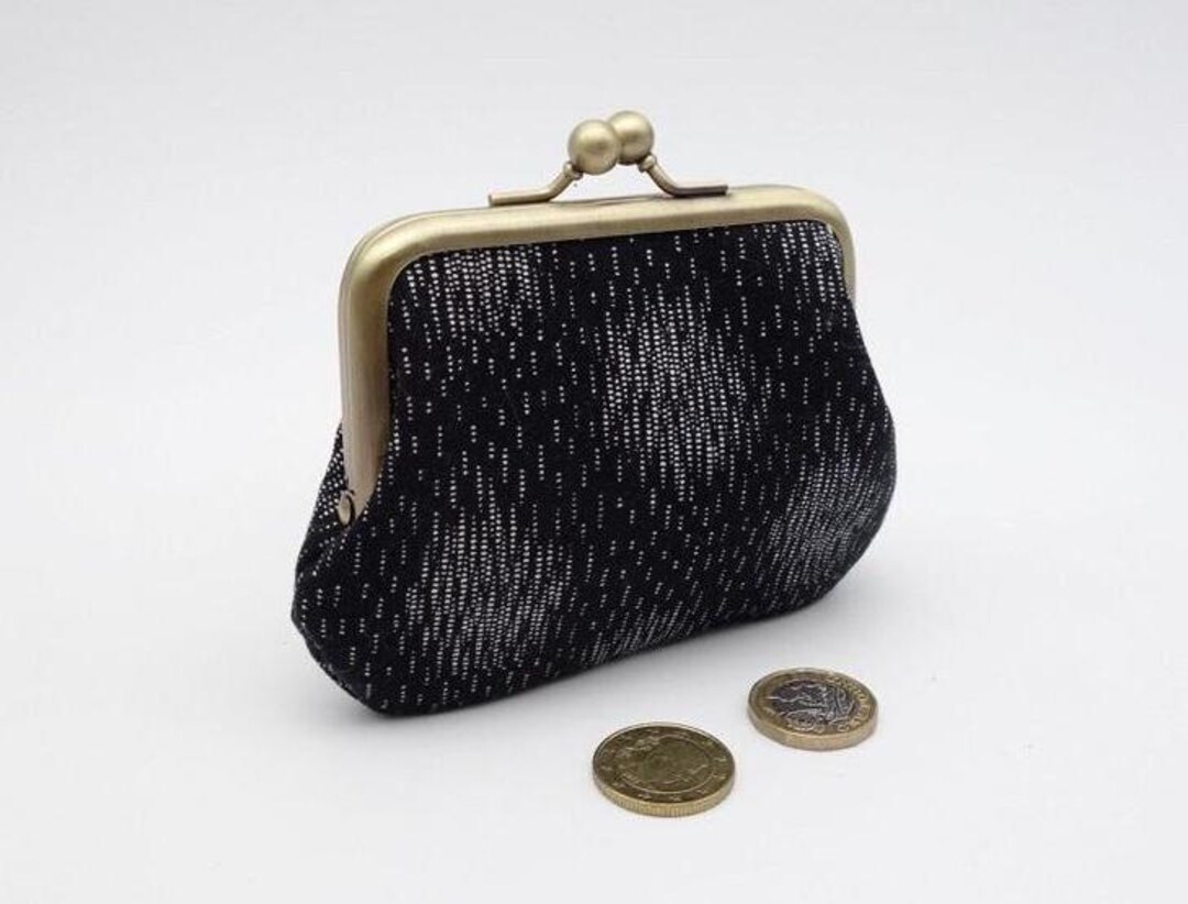 Twin Metal Frame Change Purse - Black & White Japanese Fabric - 2 ...