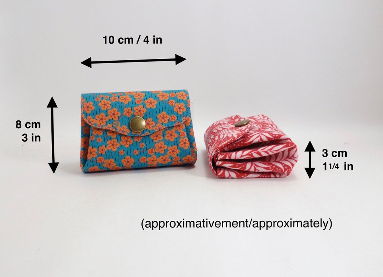 Purple Batik Style Fabric Change Purse for Women, 3 Section Vegan ...