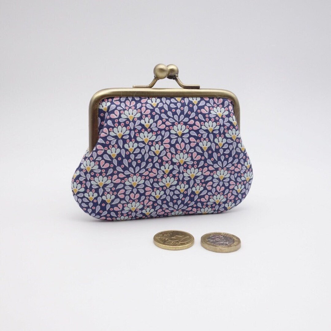Blue Tilda Fabric Kisslock Change Purse, Clasp Frame Coin Purse With 2 ...