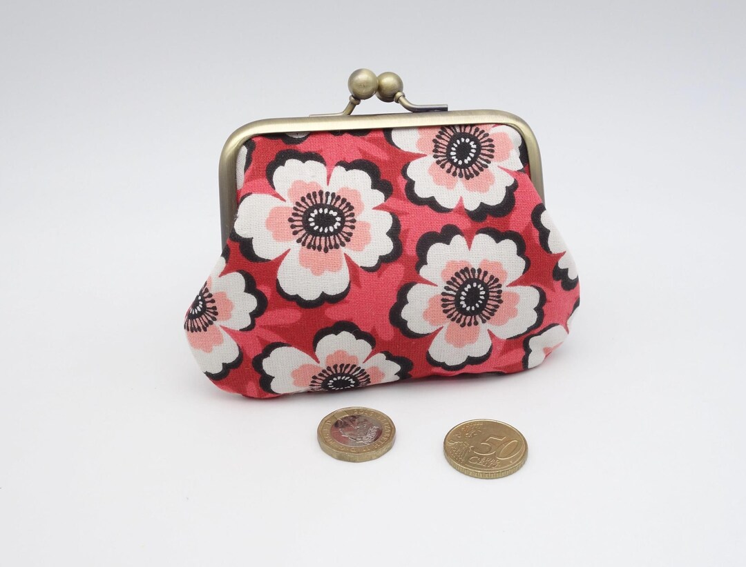 Kisslock Card and Change Purse, 2 Section Coin Purse, Large Poppies in ...