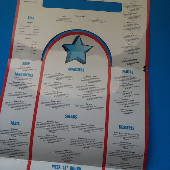 Planet hollywood menu store
