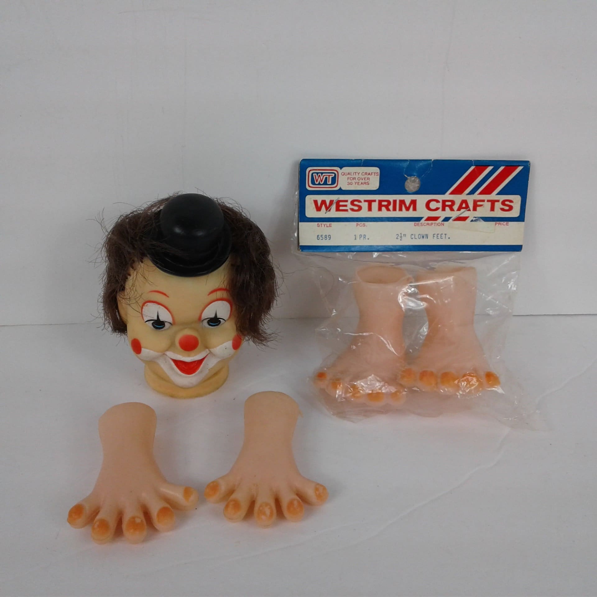 Vintage Westrim Crafts Rubber Clown Parts Head Hands Feet - Etsy