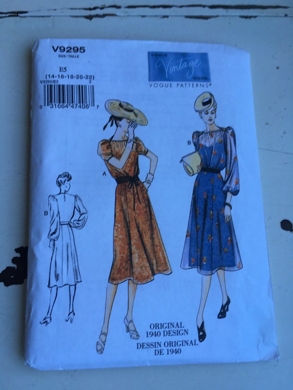 Vogue 9295 Vintage Model Dress Pattern Sz. 14-22 FF | Etsy