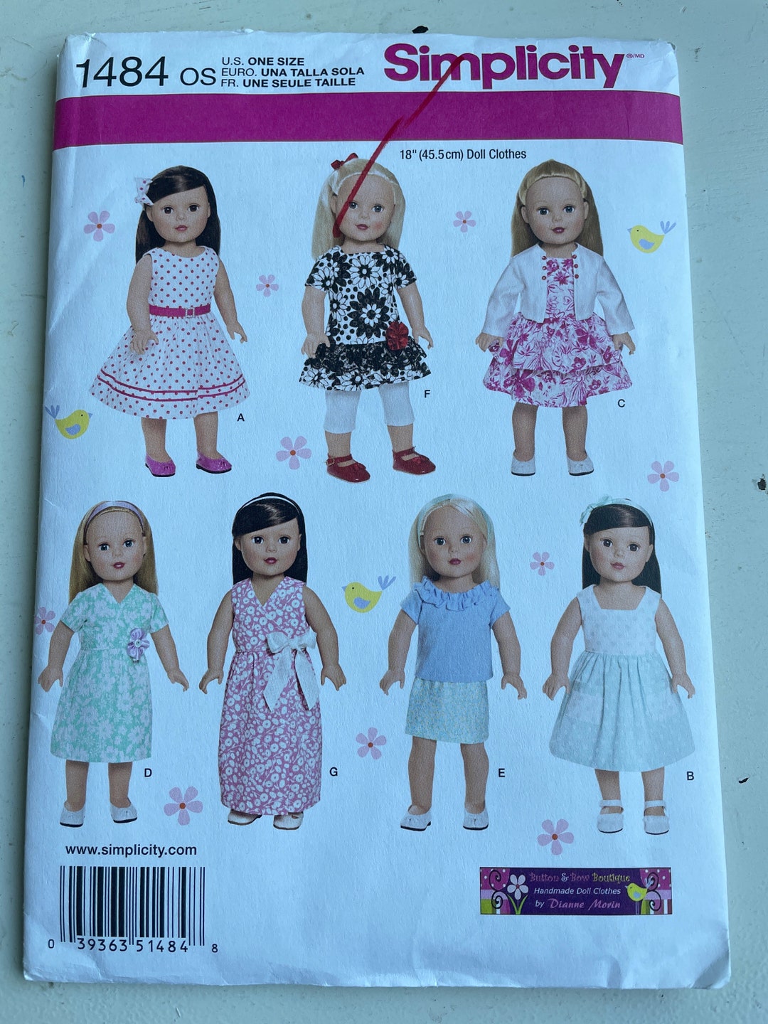 Simplicity 1484 American Girl 18" Doll Clothes Pattern - Uncut - Etsy