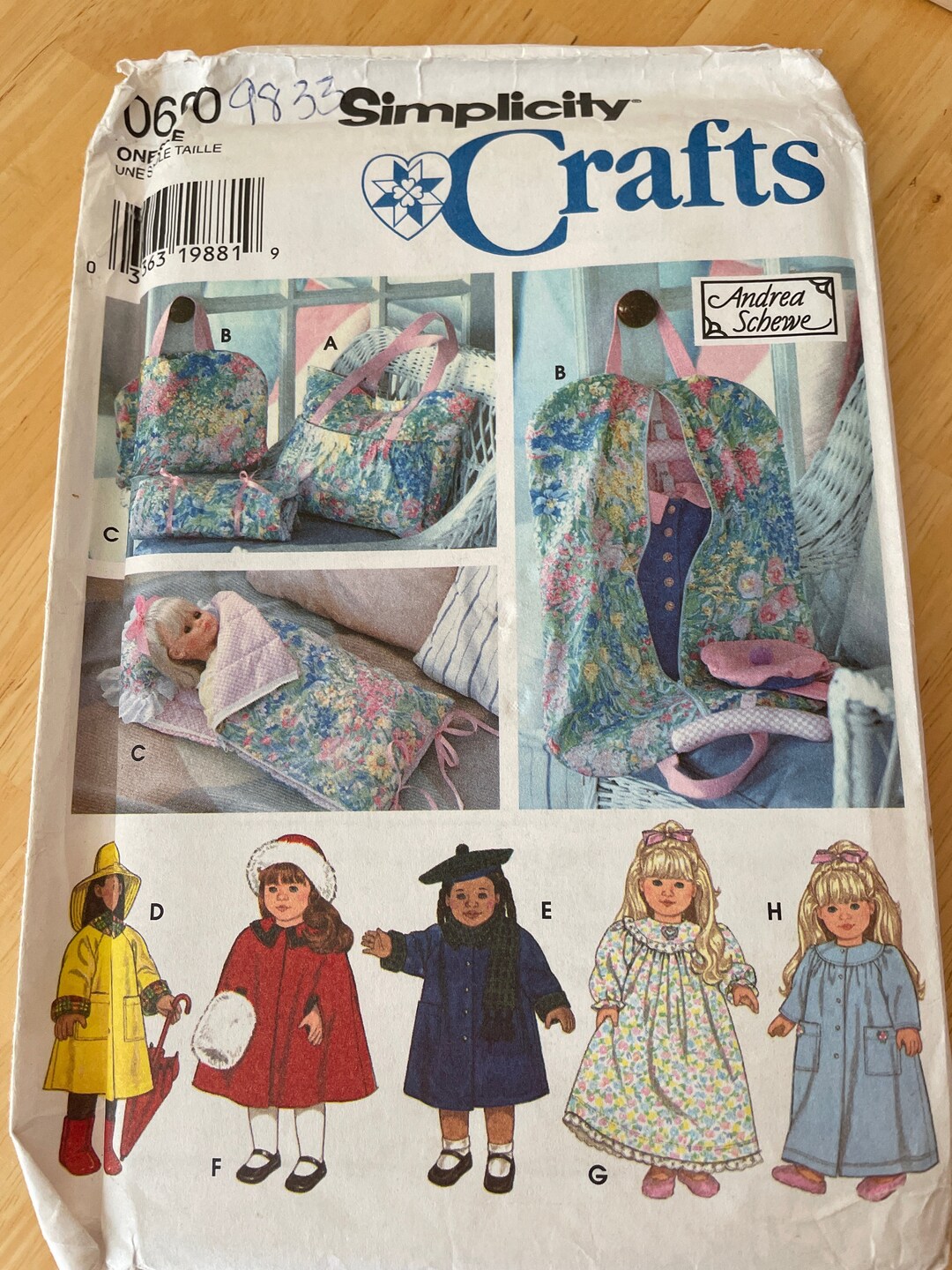 Simplicity 9833 Doll Clothes, Tote, Sleeping and Garment Bag Pattern ...