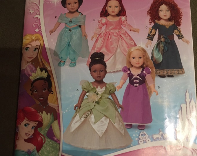 Simplicity 1219 Disney Princess 18 American Girl Doll Clothes Pattern ...