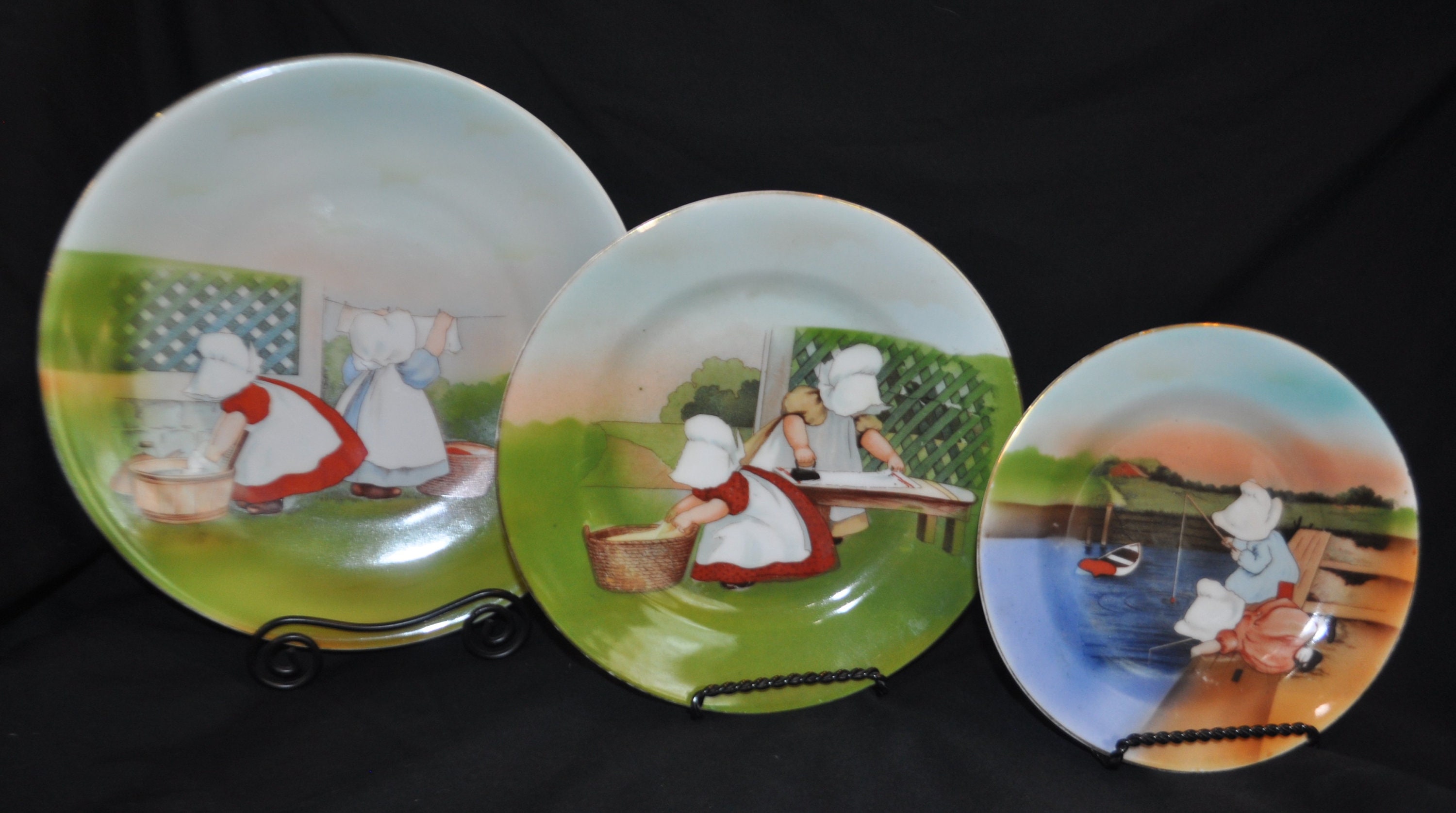 Rare Original Antique Sunbonnet Babies Plate Trio Made in Germany ...