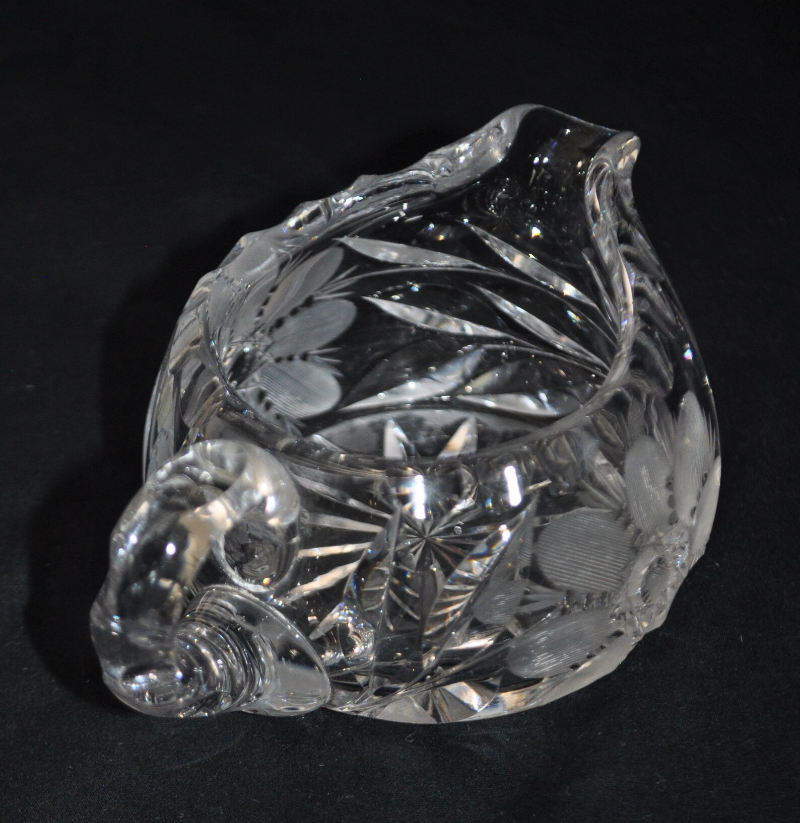 Vintage ABP Lead Crystal Creamer Small Pitcher - Frosted Floral Design ...