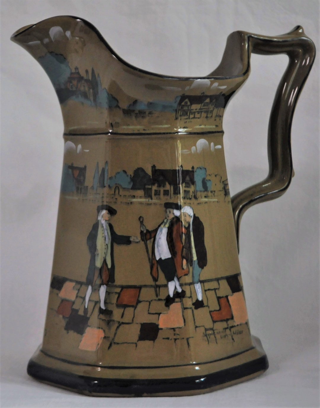 Buffalo Pottery Deldare Ware Octagonal PITCHER "to Spare an Old Broken ...