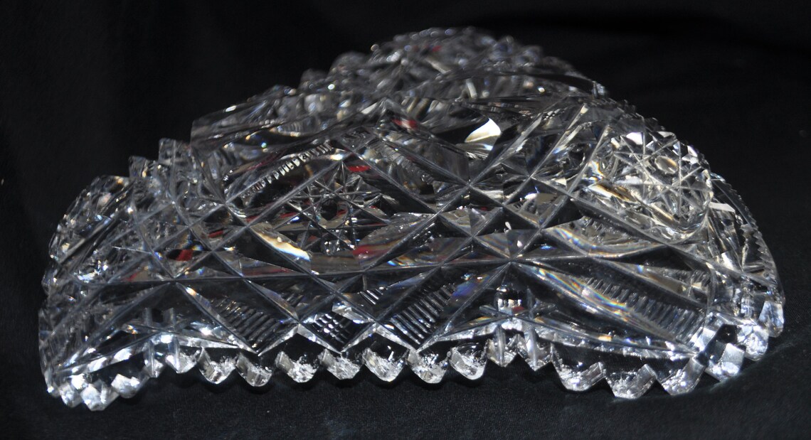 Libbey Crystal Bonbon Candy Triangle Dish American Brilliant - Etsy