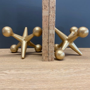Gold Jacks Home Decor Unique Mid Century Modern Style Jacks Bookends ...