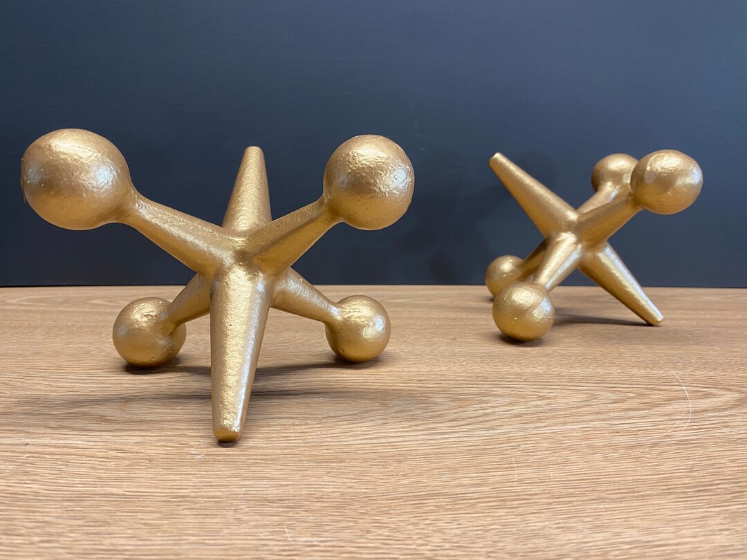 Gold Jacks Home Decor Unique Mid Century Modern Style Jacks Bookends ...