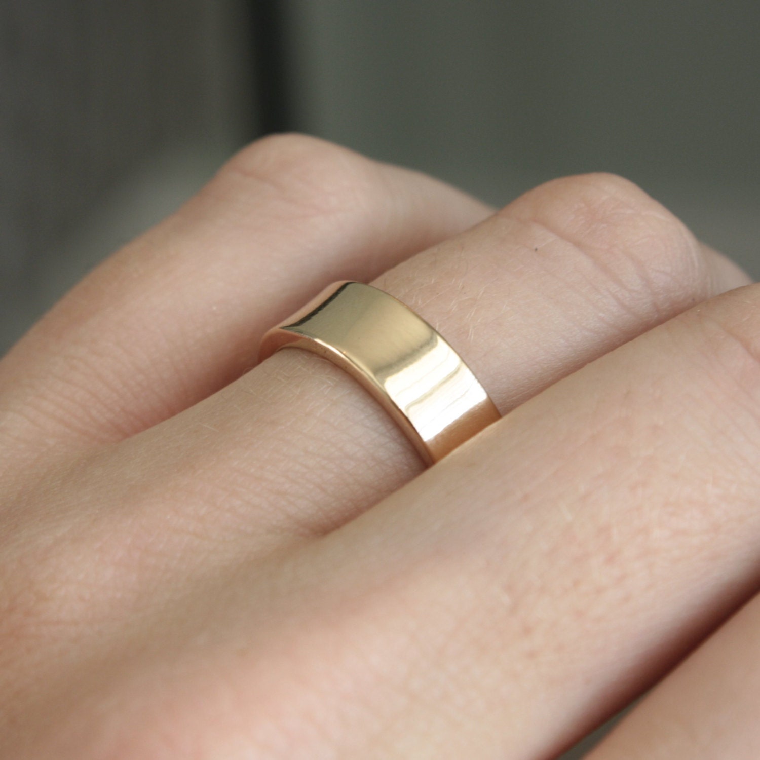 Gold Wedding Ring Mens Wide Solid 14k Yellow Gold Band 6mm - Etsy