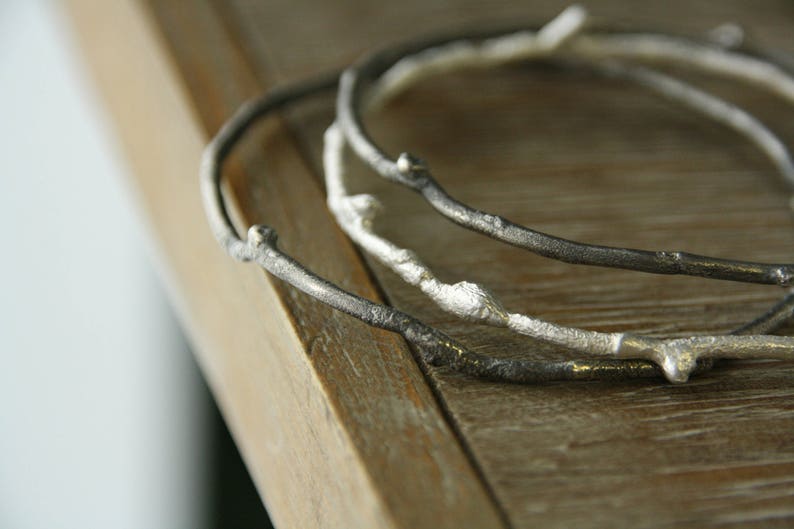 Twig Bracelet Sterling Silver Bracelet Bangle Bracelet - Etsy