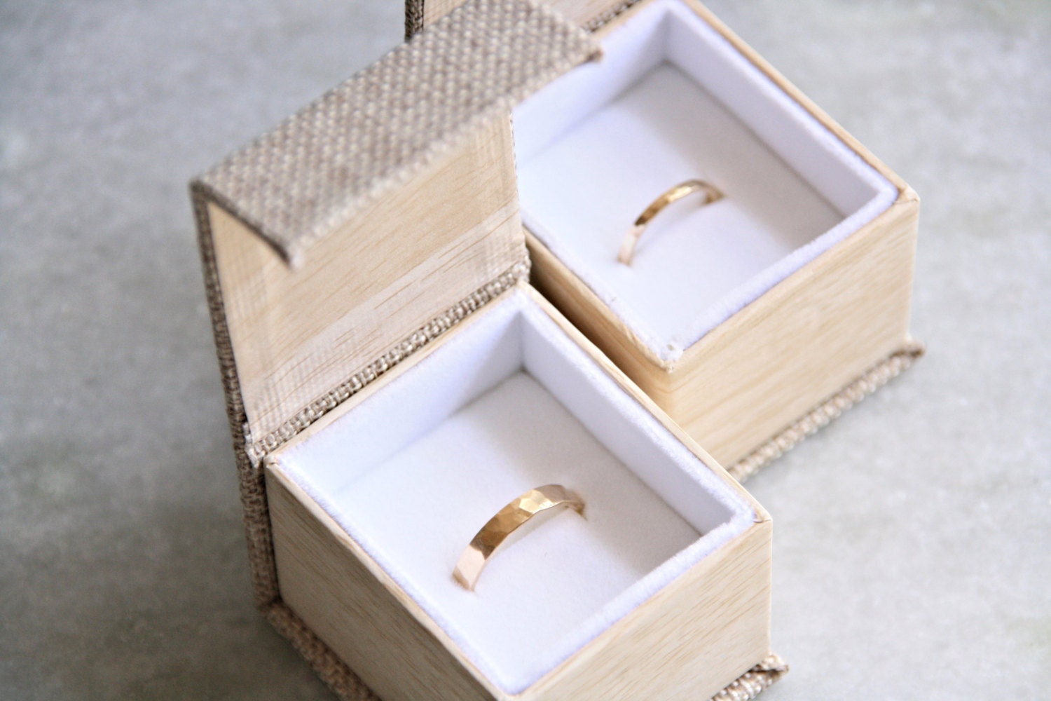 Gold Wedding Ring Set Handmade 14k Gold Hammered Eco | Etsy