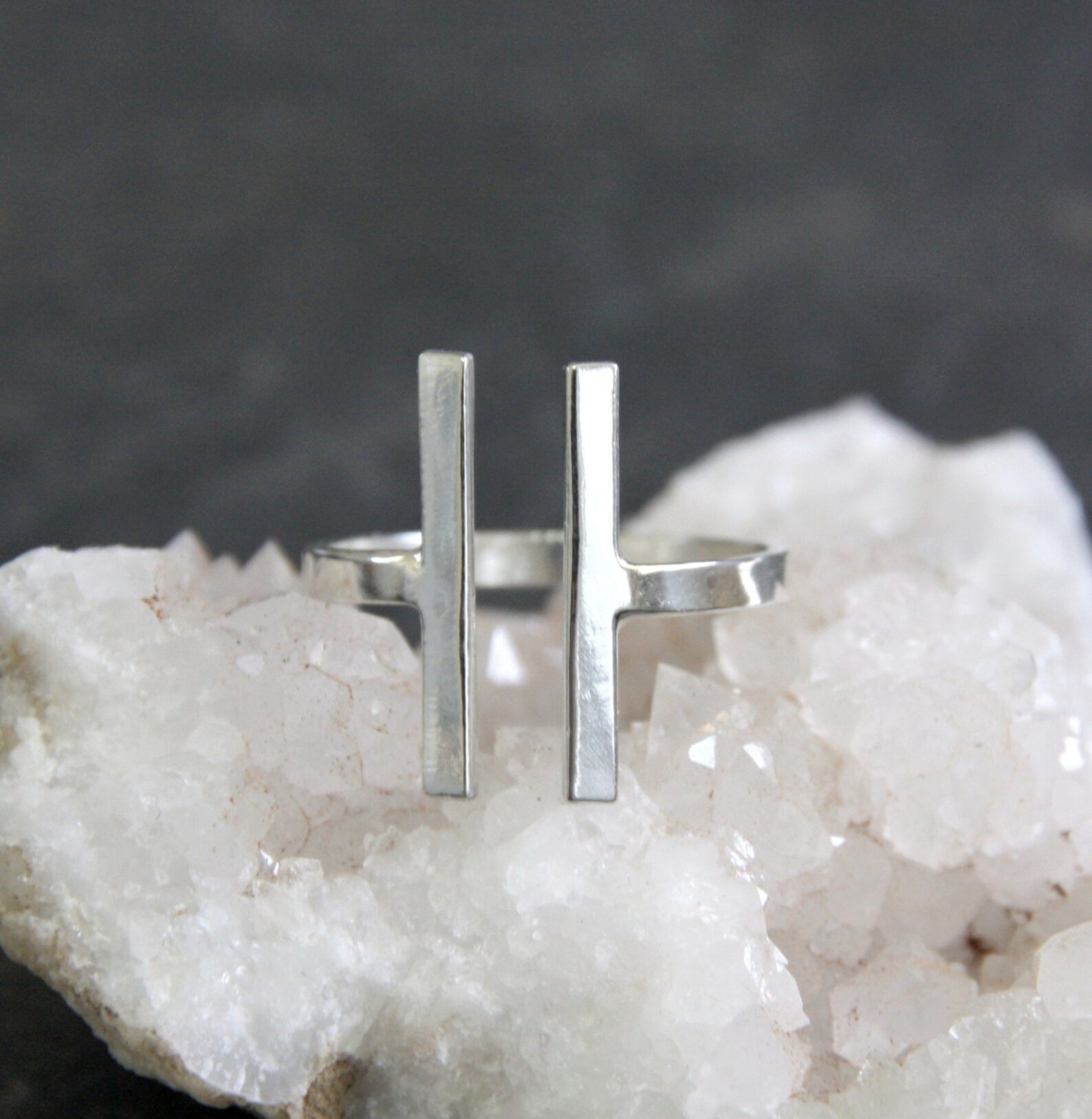 Geometric Ring in Sterling Silver Parallel Lines Open - Etsy