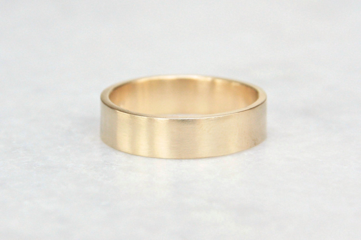 Gold Wedding Ring Mens Wide Solid 14k Yellow Gold Band 6mm | Etsy