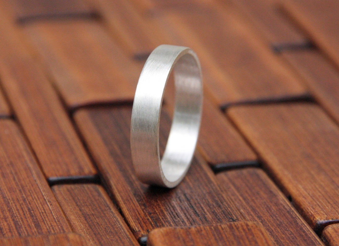 Smooth Silver Ring Recycled Sterling Silver Band 5mm Rectangular ...
