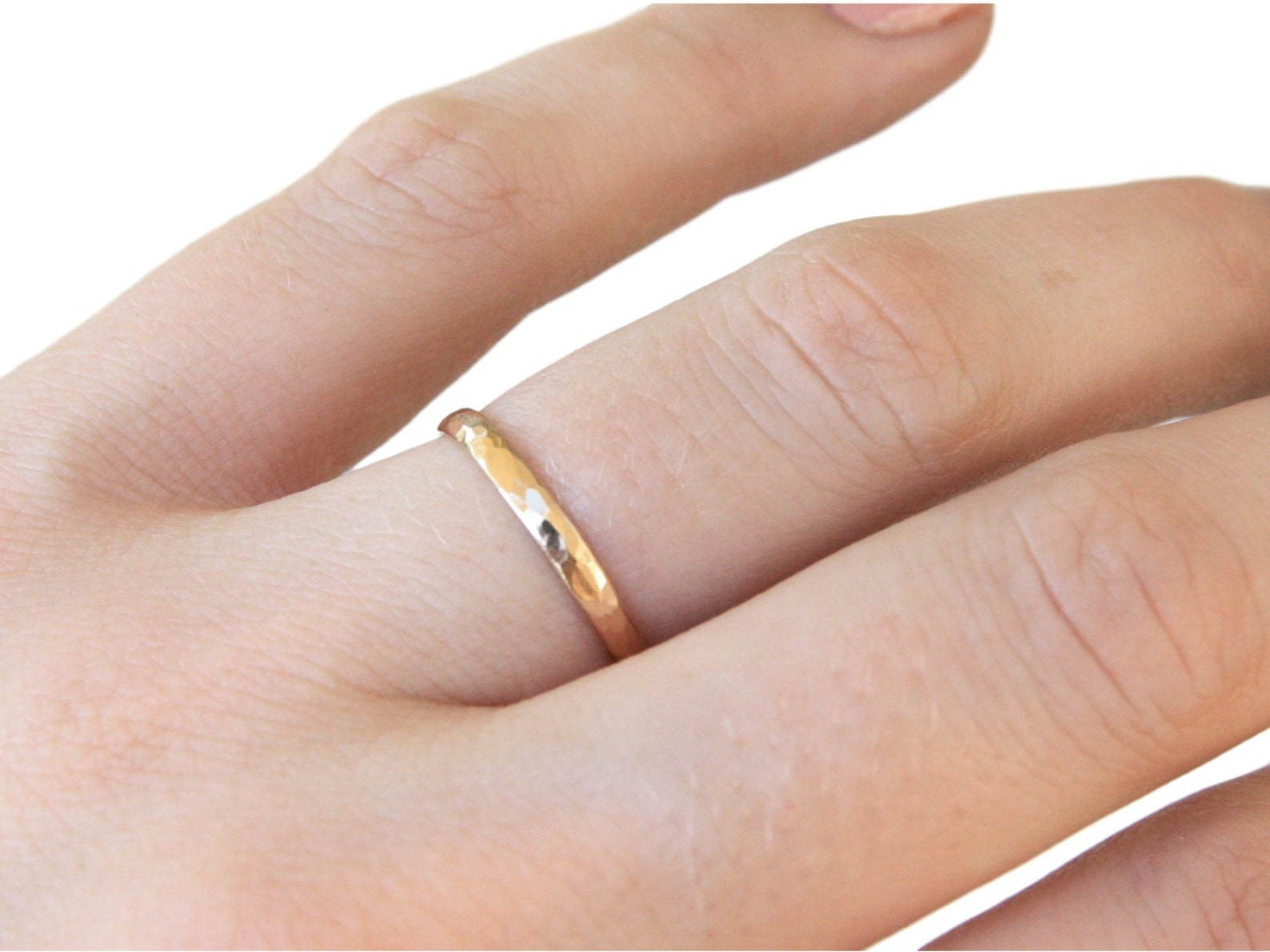 Hammered Gold Ring Womens Wedding Band Hammered Rounded 14k - Etsy