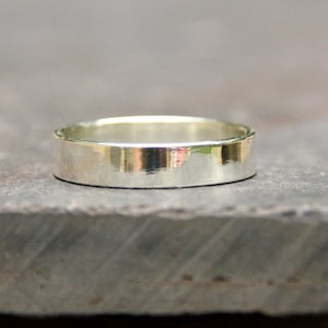 Smooth Silver Ring Recycled Sterling Silver Band 5mm Rectangular ...