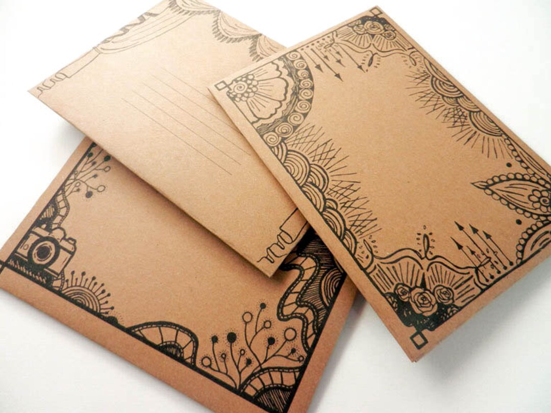 Printable DIY Envelope Templates Set of Three: Henna Frame, Photography ...