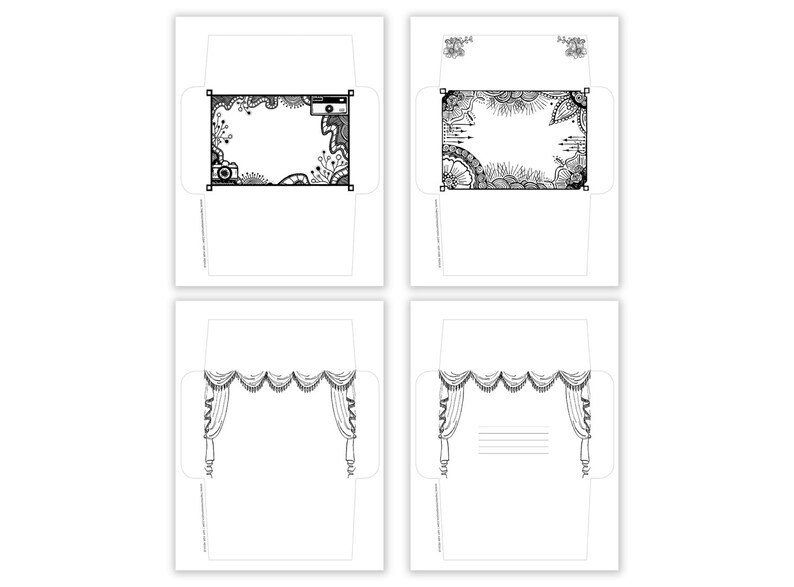 Printable DIY Envelope Templates Set of Three: Henna Frame, Photography ...