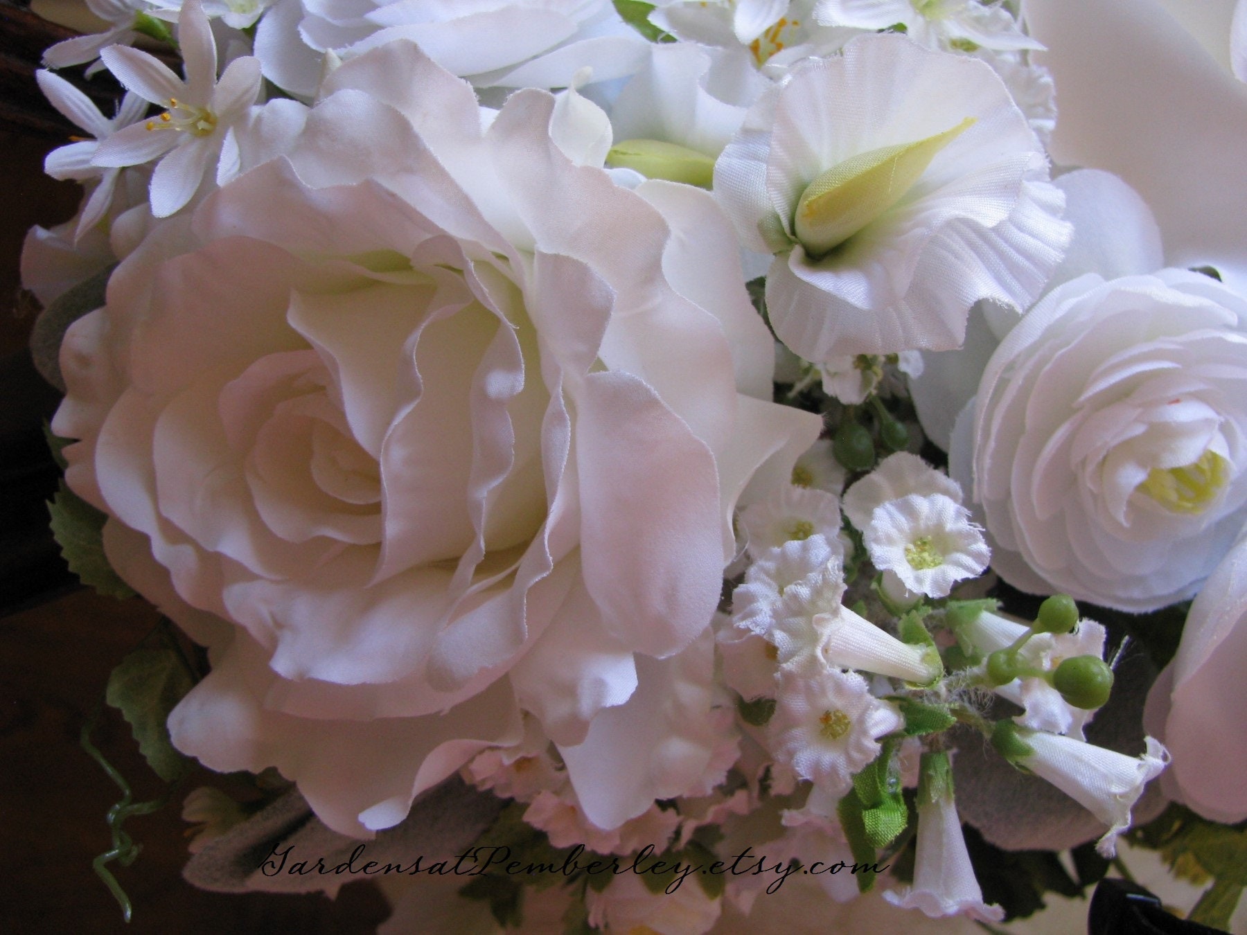 White Rose and Ranunculus Cascading Silk Wedding Bouquet - Etsy