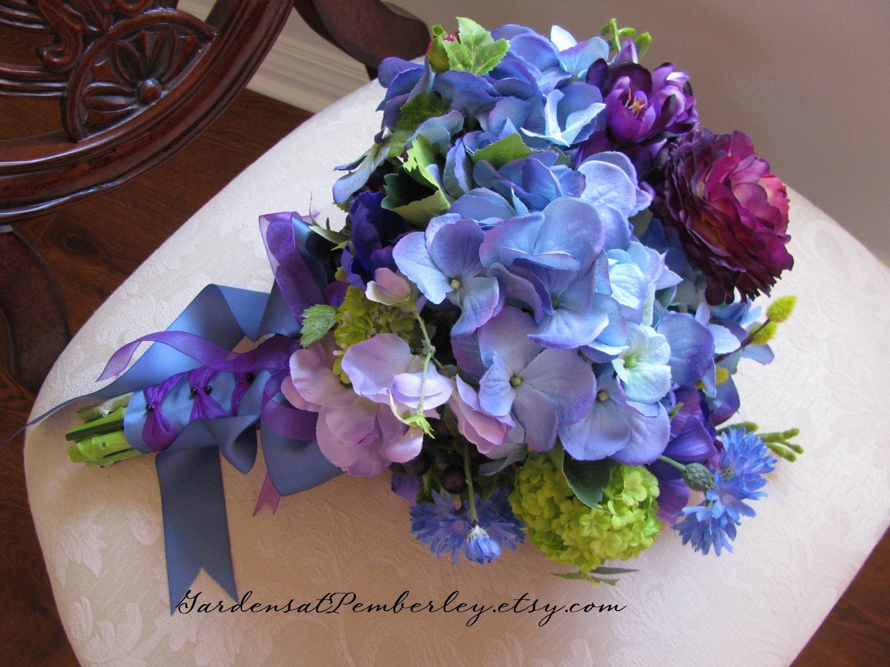 Blue And Purple Hydrangea Bouquet