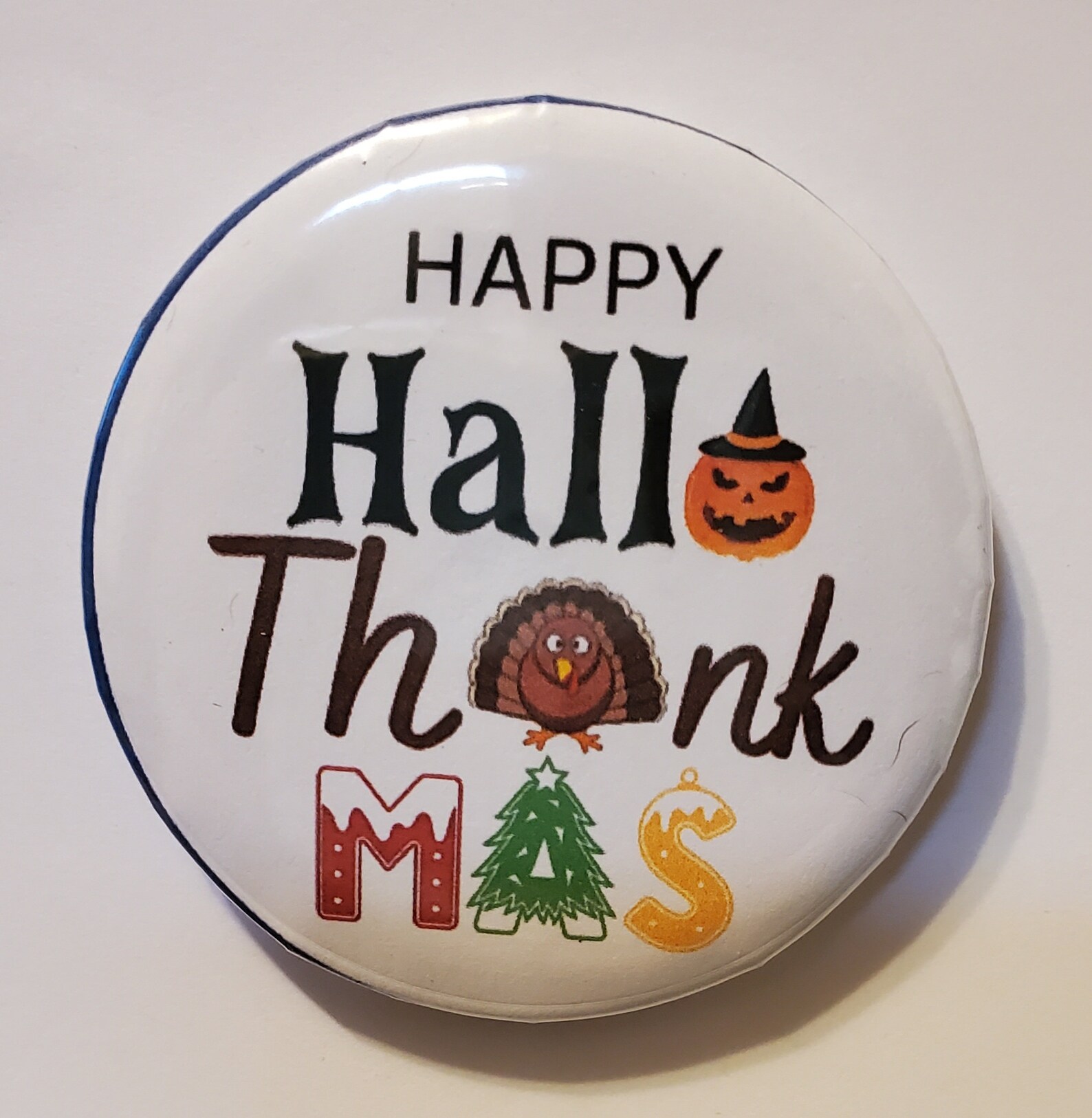 Happy Hallo-thank-mas 2 Inch Pin - Etsy