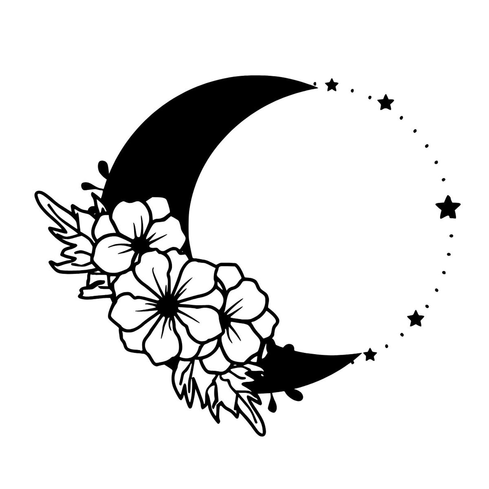 Quarter Moon Flowers SVG | Celestial Digital Download | Cricut ...