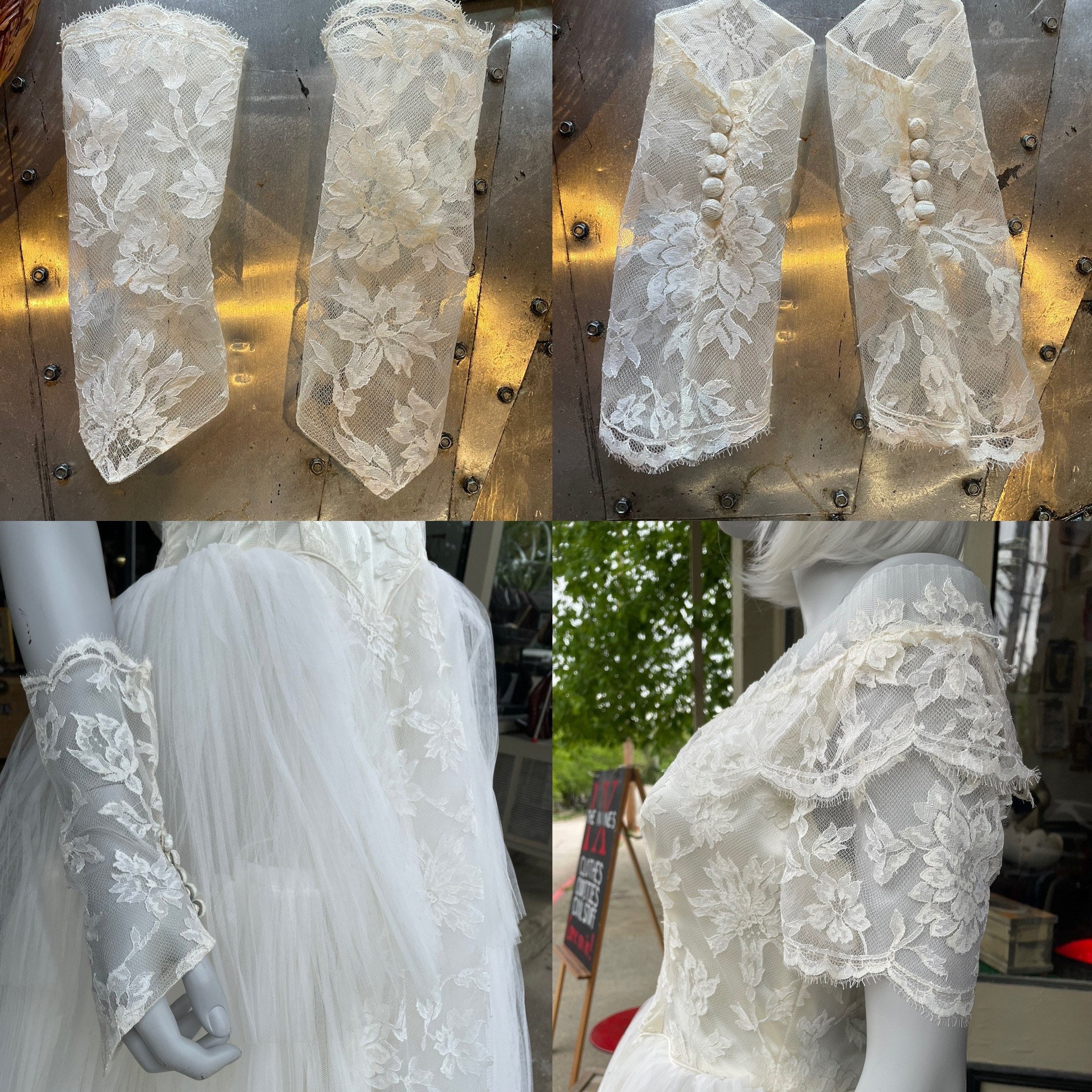 Marie 1940s Lace Wedding Dress 1940s Chantilly Lace 3 Tier Cupcake ...