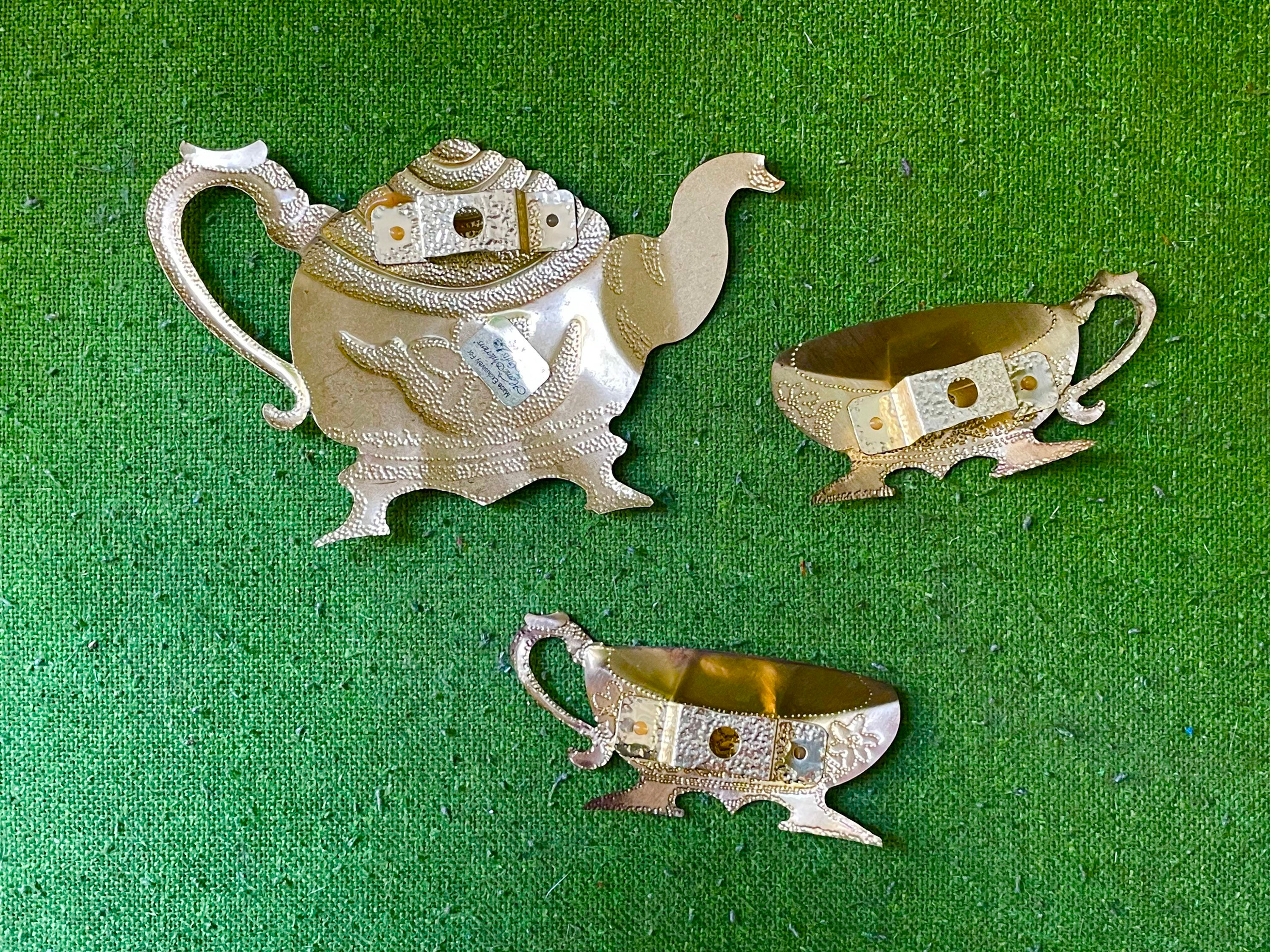 Tea Party Gold Teapot and Teacup Wall Ornaments Tea Set Gold Wall Decor ...