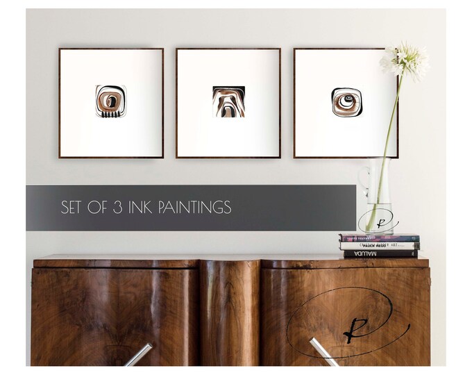 Set of 3 Abstract Art, Abstract Set, Small Set Art, Nature Set, Minimal ...