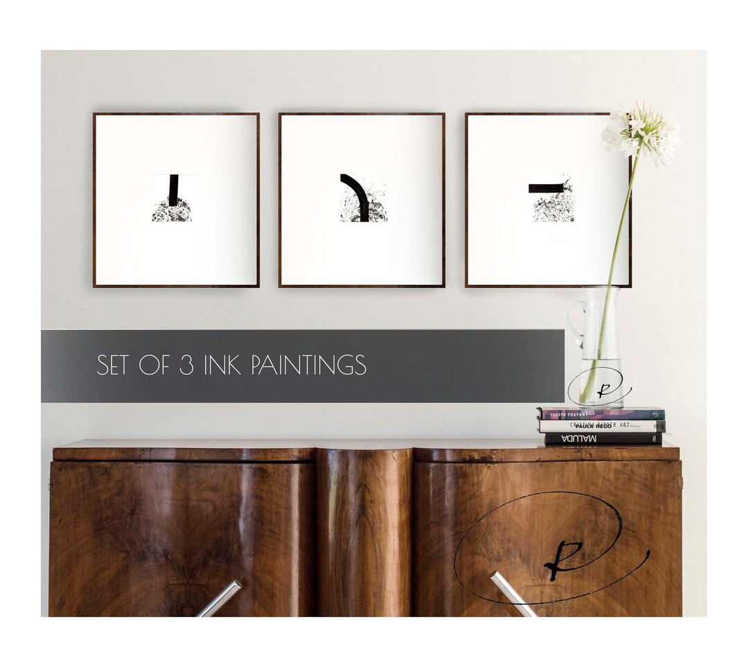 Set of 3 Tiny Abstract Art, Small Abstract Set, Small Set Art, Nature ...
