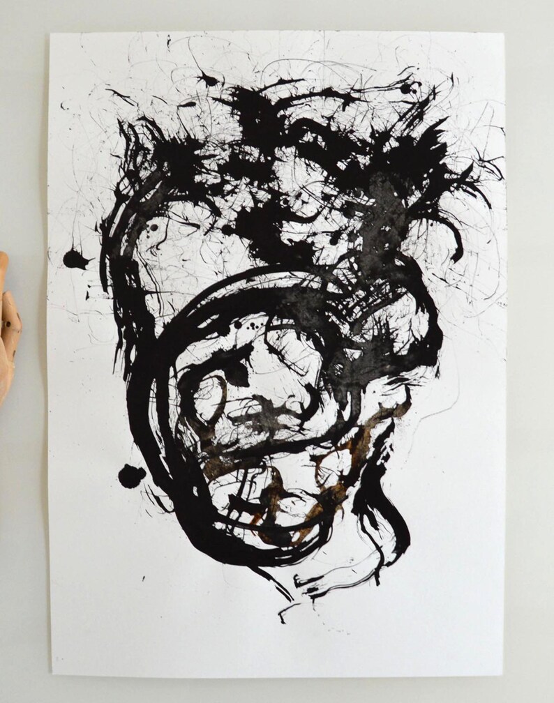 Original Abstract Ink Drawing Black and White Abstract Ink - Etsy
