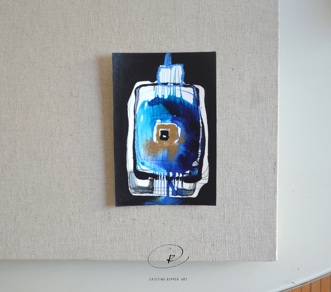 Original Small Abstract Art, Ink Drawing, Ink Painting, Tiny Painting ...