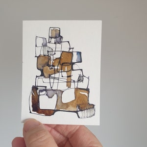 Small Abstract Art, Tiny Abstract Art Original, Minimalist Small ...