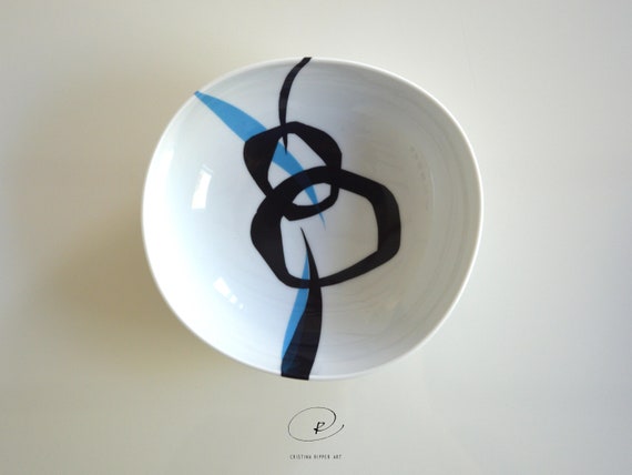 Large Bowl Porcelain Original Abstract Plate Abstract Art | Etsy