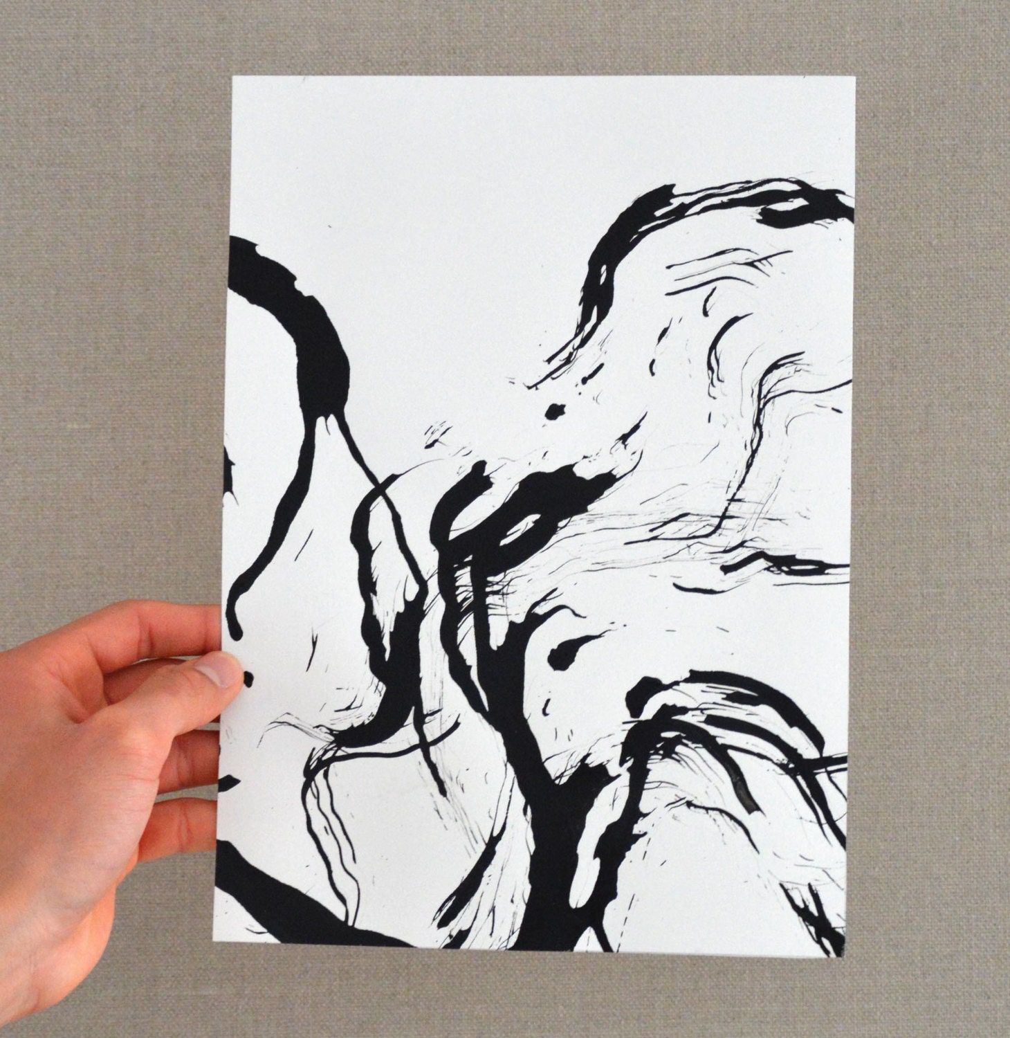 Original Abstract Art Ink Drawing Black and White Art - Etsy